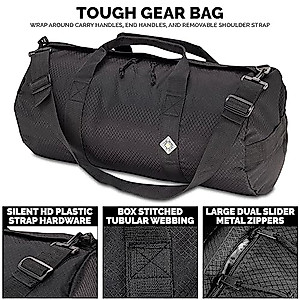 North Star Sports SD1224 Diamond Ripstop Standard Duffle Gear Bag 12"H x 12"W x 24"L, 44 Liter, Midnight Black Duffel Northstar Bags