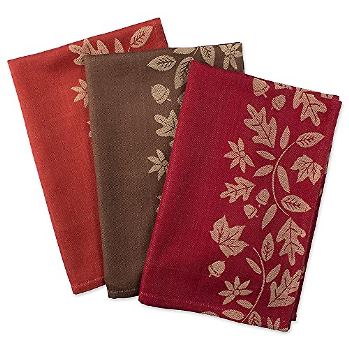 DII Fall Basics Collection Jacquard Dishtowel Set, 18x28, Harvest Vine 3 Piece
