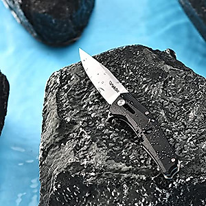 Viwki Pocket Folding Knife, 3.54" inch 8CR14MOV Stainless Steel Blade with G10 Handle and Button Lock for Outdoor Tactical Survival Hunting and EDC 3.7 oz