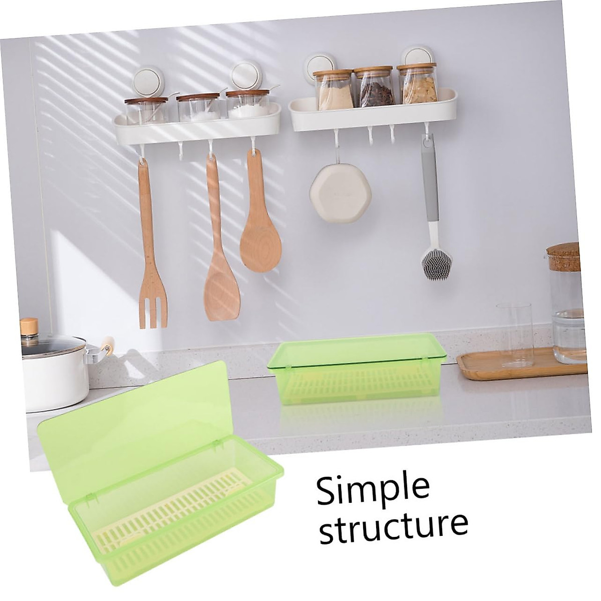 DOITOOL Flatware Tray with Lid and Drainer, Tableware Utensil and Cutlery Drawer Organizer with Lid Covered Silverware Tray to Keeps Your Cutlery Organized and Protected ( Brown )