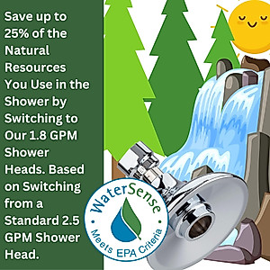 High Sierra Showerheads® - ‘Half Dome’ Solid Metal 1.8 GPM High Efficiency, Low-Flow Shower Head with Pressure and Flow Control Valve - Brushed Nickel