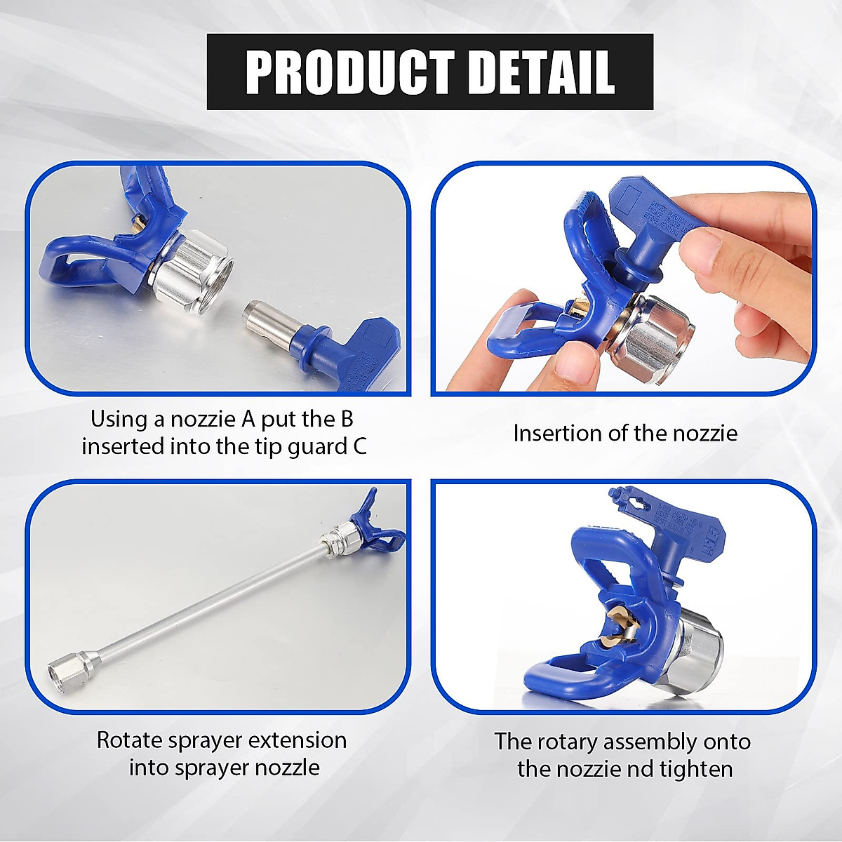 9 Pieces Paint Sprayer Airless Reversible Spray Tip Nozzles Paint Spray Tips Airless Sprayer Nozzles and Airless Sprayer Gun Tip Extension with Red Guard Pole Rod and Paint Sprayer Tips