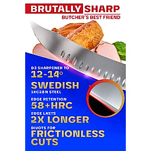 Dalstrong Butcher Knife - 10 inch - Centurion Series - Premium Swedish 14C28N High Carbon Stainless Steel - G10 Handle Meat Kitchen Knife - Razor Sharp Carving Breaking Knife - Sheath Included