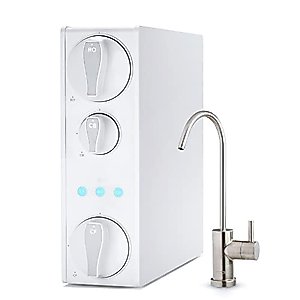 iSpring RO500-BN, NSF Certified Tankless RO Reverse Osmosis Water Filtration System, 500 GPD Fast Flow, Brushed Nickel Faucet, 2:1 Pure to Drain Ratio, White