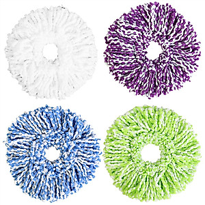 Huhushop Spin Mop Head Refills Microfiber Round Spin Mop Head Replacement for Universal Spin Mop System Perfect for Home Commercial Use (Purple+White)