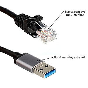 Moyina USB3.0 to RJ45 Gigabit Ethernet Network Cable for Switch, Router, Gateway, Modem with MacBook,Windows, Chromebook,Surface Pro, Linux
