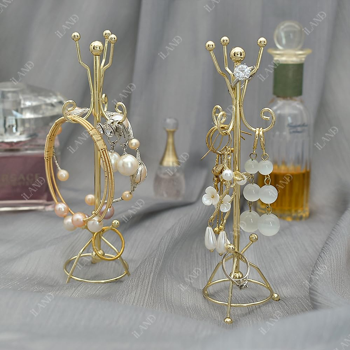Cute Metal Jewelry Stand 2pcs, Jewelry Holder Organizer Shaped of Mini Coat Racks, Earring & Ring Stand, Jewelry Tree