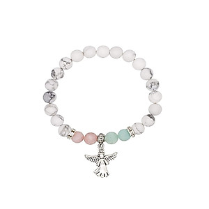 Fuqimanman2020 1-2 PCS Baby Feet Guardian Angel Beaded Stretch Bracelet Sympathy Gifts for Mom Mother, Guardian Protection Sympathy Jewelry Gift, Memorial Birthday Christmas Gifts