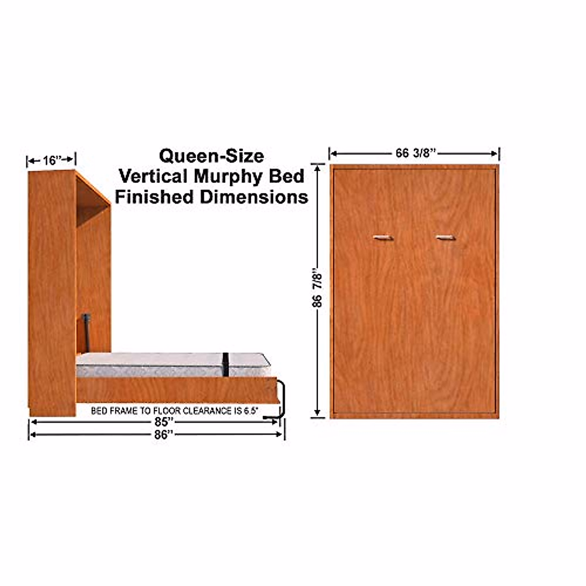 Murphy Bed Queen Size Hardware Kit - DIY Wood Frame Folding Cabinet Wall Bed for Guestroom Easy to Build, Made in USA