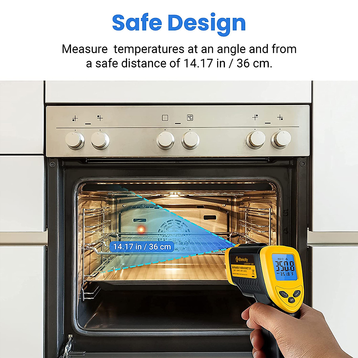 Etekcity Infrared Thermometer 1080, Heat Temperature Temp Gun for Cooking, Laser IR Surface Tool for Pizza Oven, Meat, Griddle, Grill, HVAC, Engine, Accessories, -58°F to 1130°F, Yellow