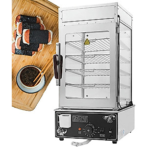 Electric Hot Food Cabinet Warmer, Commercial Bun Steamer with 30-110℃ Temperature Knob, 1200W Steamed Bun Warmer Machine