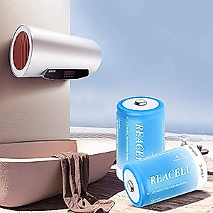 REACELL Rechargeable C Cell 5000mAh, C Size Rechargeable Batteries Long Lasting C Batteries with Storage Case, 4 Counts