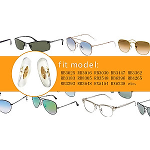 HiCycle2 16mm Clip-on Replacement 2PCS Nose Pads for RayBAN Aviator RB3025 3447 Sunglasses Repair Kits，Clear