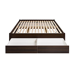 Prepac Select King 4 Post Platform Bed With 4 Drawers, 83" L x 79" W x 16" H, Espresso