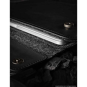 Black MacBook Pro 13/14 / 15/16 inch case/sleeve 100% wool felt handmade unique vintage genuine Crazy Horse style Italian premium leather laptop cover 2022 MB Air 13 M1 M2 bag, Crazy Horse Craft