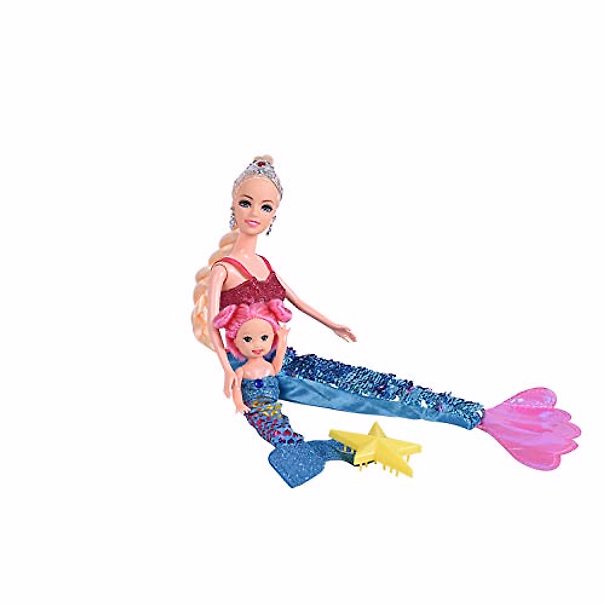 BETTINA Mermaid Princess Doll Pack, Color Changing Mermaid Tail, Dress Doll 12" and Dress Doll 3" and Dolphin Color Reveal Mermaid Toys for Little Girls and Play Gift Set Aged 3+
