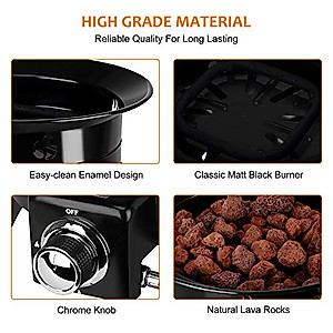 Portable Propane Fire Pit, Camplux Outdoor Gas Fire Bowl for RV Camping Backyard Party, FP19MB 19 Inch Diameter, Black