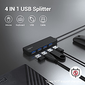 HOPDAY 4-Port USB Hub, USB 3.0 Hub, Ultra-Slim USB Splitter for MacBook Pro/Air, Multiport Adapter 5Gbps Data Hub for iMac Pro,Xbox,Ps4,Dell, HP, Surface Pro,Notebook PC,Tesla Model 3,Mobile HDD