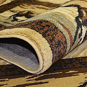 Western Horse Beige 5x7 Area Rug, 5'3x7'3