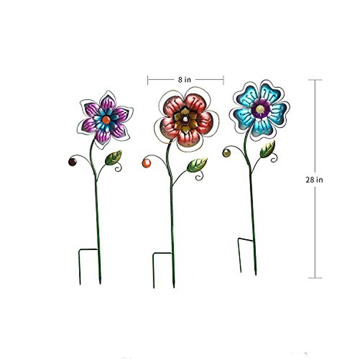 Garden Stake Outdoor Plant Pick Cute Metal Flower Stick Art Ornament Decor Lawn Yard Patio,3 Set