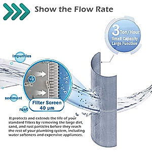 Beduan Reusable Spin Down Sediment Water Filter for Whole House Prefilter System Protector,1"Male Thread,3/4"Male & Female Thread,1/2"Male Thread (50 Micron & Pressure Gauge)