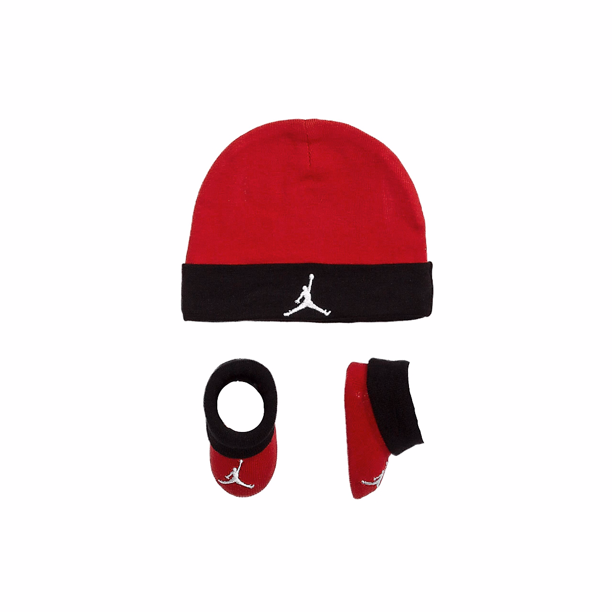 Nike Jordan Infant Baby Hat and Booties Set (Red(LJ0102-R78)/Black, 0-6 Months)