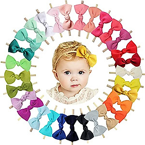 CellElection 30PCS Baby Nylon Headbands 3.75Inch Hair Bows Soft Nylon Hair Bands Hair Accessories for Baby Girls Newborns Infants Toddlers
