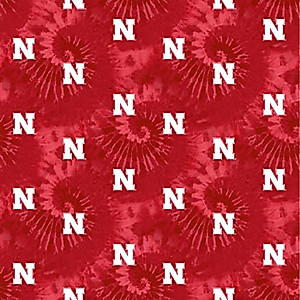 SYKEL ENTRPRISES University of Nebraska Cotton Fabric by Sykel-Licensed Nebraska Cornhuskers Tye Dye Cotton Fabric