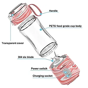 Wooshlend Portable Blender for Shakes and Smoothies with Snap-open BPA FREE silicon straw