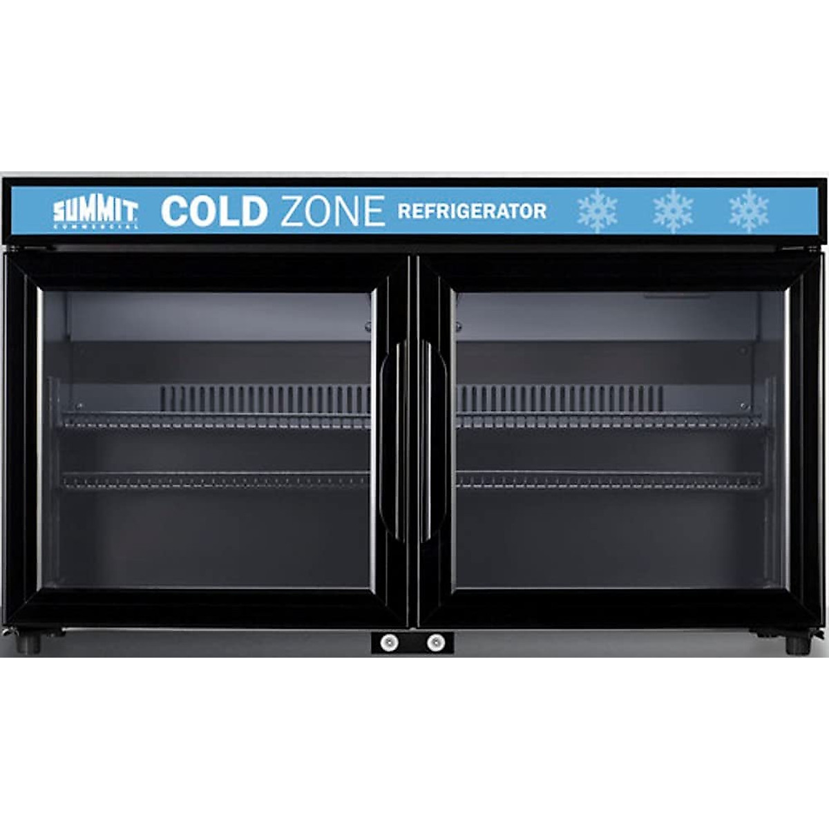 Summit Appliance SCR3502DLL Countertop Shallow Depth Single-Zone Commercial Refrigerator for Freestanding Use with French Glass Doors, Black Cabinet, Front Locks, and LED Lighting