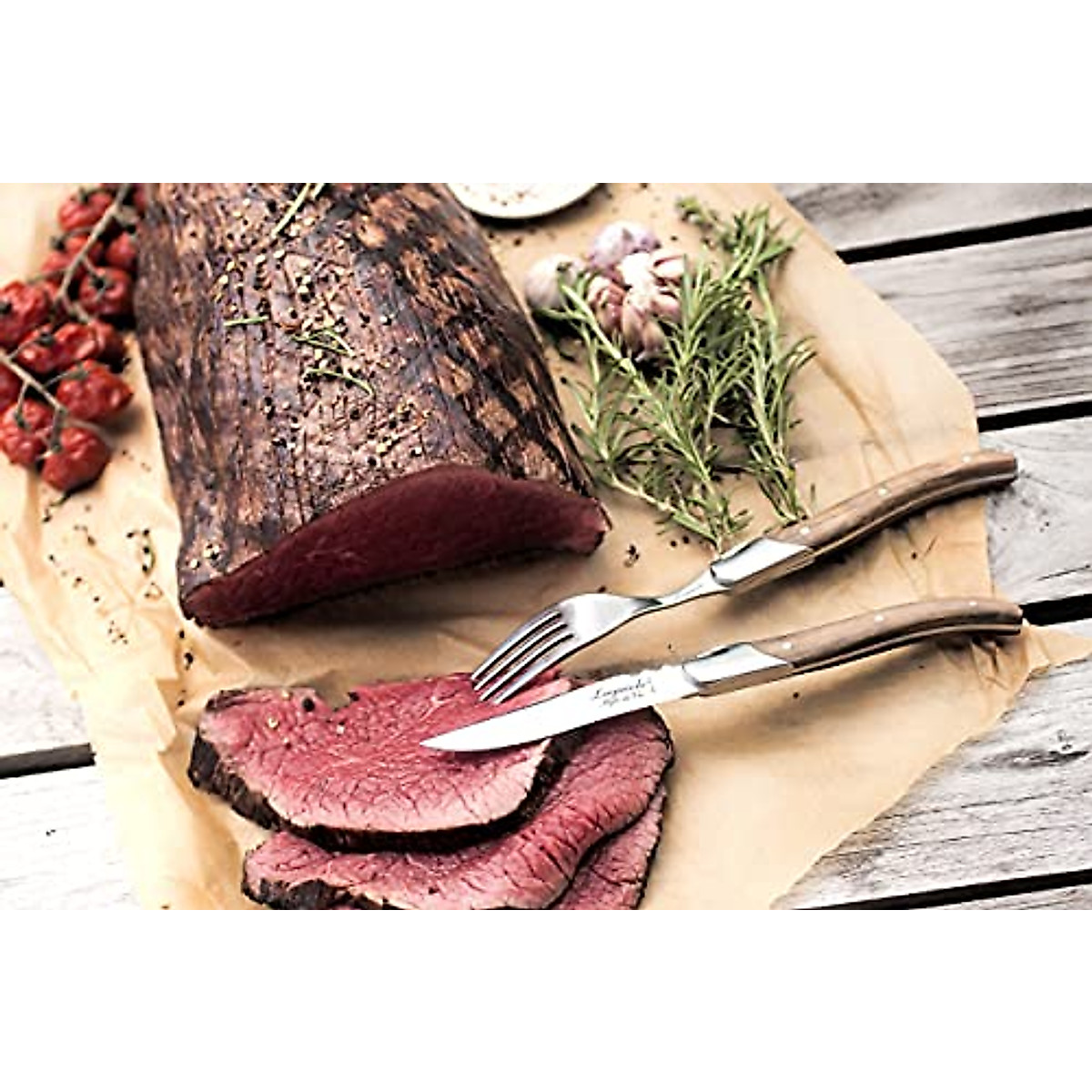 Laguiole Style de Vie Steak Knives, Luxury Line, 6 pieces, Olive Wood, in giftbox