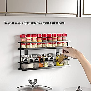 MEIQIHOME 4 Tier Spice Rack Organizer, Spice Shelf Storage Holder for Kitchen Cabinet Pantry Door Wall Mount, Countertop, Black