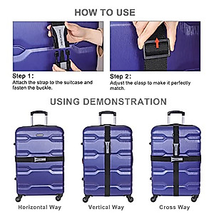 Masterwise Luggage Straps, 79” Adjustable Luggage Straps for Suitcases TSA Approved Travel Belt Suitcase Strap to Keep Your Suitcase Secure While Traveling (Black, 4pcs)