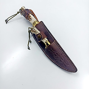 2 Pieces Stag Antler Hunting Knife Set , Deer Antler Camping Knife , Full Tang Blade Knife , Tactical Fixed Blade , Survival Knife , Knives Men