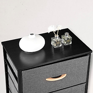 SUPER DEAL Dresser for Bedroom with 4 Storage Drawers, Fabric Chest of Drawers Storage Organizer with Wood Top and Metal Frame for Closet Living Room Hallway Entryway, 36 inch Tall Grey