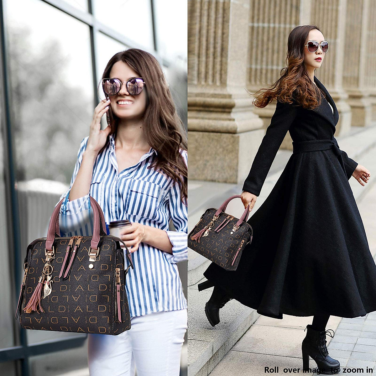 Qiayime Womens Fashion Purses and Handbags PU Tassel Leather Top Handle Satchel Shoulder Tote Crossbody Bags for Women (Pink)