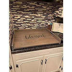 Beautiful Handrcrafted Farmhouse Style Carved Engraved Wooden Stovetop Cover Noodle Board with Optional Personalization