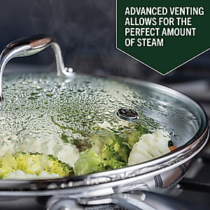 HexClad Hybrid Nonstick 10-Inch Fry Pan with Tempered Glass Lid, Stay-Cool Handle, Dishwasher and Oven Safe, Induction Ready, Compatible with All Cooktops