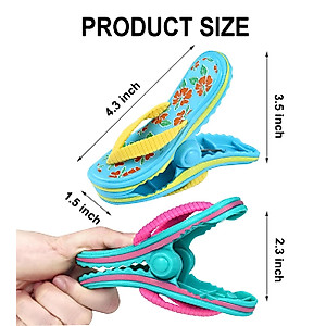 Beach Towel Clip,Vshinic Flip Flop Beach Towel Clips,Slippers Towel Clip,Strong Beach Chair Clips Peg Clips for Towels Beach Chairs Deck Patio Pool Boat Cruise Lounge Chair Accessories (4Pack