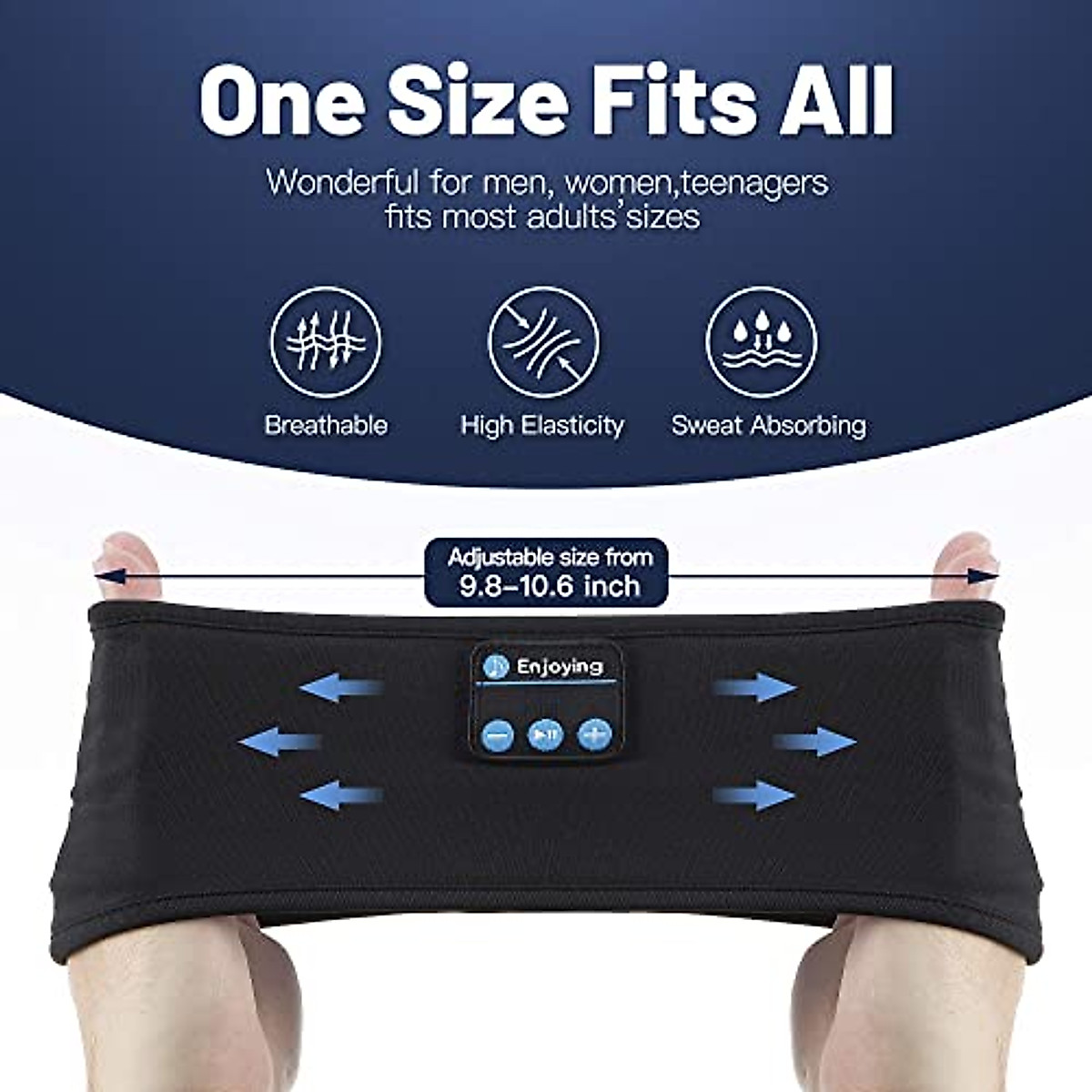 Sleeping Headphones Bluetooth Headband, Perytong Sports Bluetooth Headband Headphones with Thin Speakers, Sleep Earbuds, Sleeping Headphones for Workout Running Yoga Nap, Gift for Men and Women