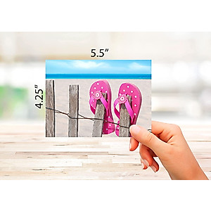 Small World Greetings Beach Note Cards 24 Count - Blank Inside with Envelopes - A2 Size (5.5" x 4.25") - Perfect All Occasion Beach Stationery for Thank You, Birthday, and More