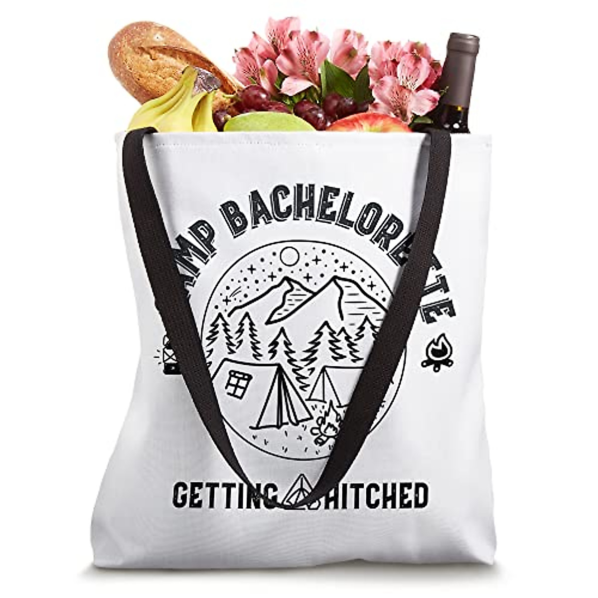 Camp Bachelorette Getting Hitched Bride Party Matching Gift Tote Bag