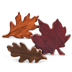 Whaline 3Pcs Fall Thanksgiving Retro Maple Leaves Wooden Signs Autumn Vintage Maple Leaf Wood Table Centerpieces Freestanding Maple Leaves Tabletop Decor for Fall Harvest Farmhouse Home Desk Office