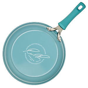 Rachael Ray Cook + Create Nonstick Frying Pans/Skillet Set, 9.5 Inch and 11.75 Inch, Agave Blue