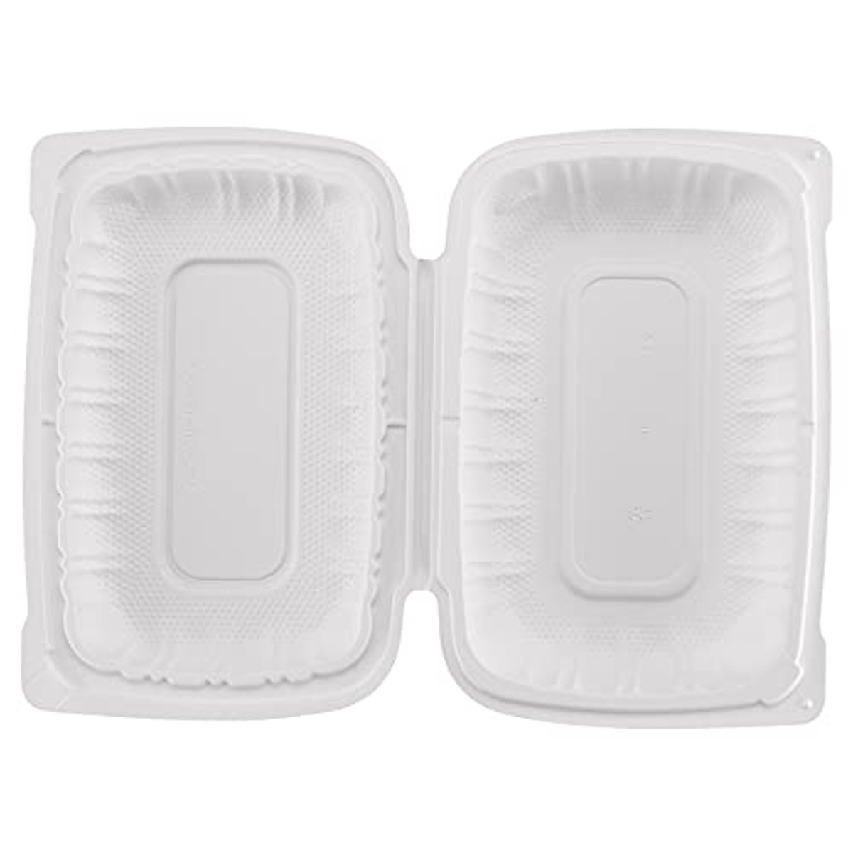 TIYA Clamshell Food Containers - White Bulk 200 Pack, 9x6in. - BPA Free Plastic To-Go Storage Containers - Microwavable Hinged Restaurant Takeout Tall Clamshells - Great for Meal Prep