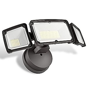 Amico 3500LM LED Security Light, 30W Bright Outdoor Flood Light, 5000K Daylight White, IP65 Waterproof with 3 Adjustable Heads for Garage, Backyard, Patio, Garden, Porch&Stair(Brown)