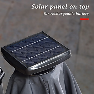 PURPLE LEAF 10 Feet Double Top Deluxe Solar Powered LED Square Patio Umbrella Offset Hanging Umbrella Outdoor Market Umbrella Garden Umbrella, Grey