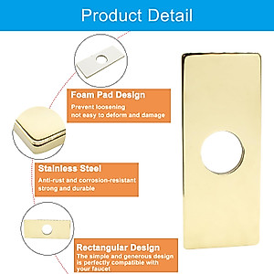 Biaungdo 6" Hole Cover Deck Plate, Gold Escutcheon Plate Stainless Steel Bathroom Faucet Plate Rectangle Faucet Cover Plate for 1 or 3 Hole Bathroom Vanity Sink Faucet