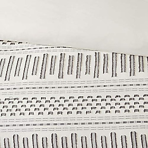 INK+IVY Luxurious Cotton-Bedding Set - Mid Century Trendy Geometric Design, All Season Cozy-Cover With Matching-Shams, King/Cal King, Rhea Jacquard Ivory/Charcoal