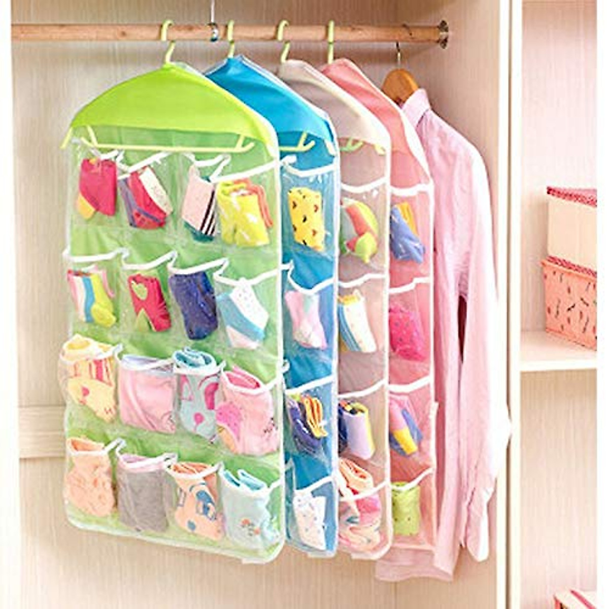 Guerast 16 Pockets Foldable Wardrobe Hanging Bags Socks Briefs Organizer Clothing Hanger Closet Shoes Underpants Storage Bag